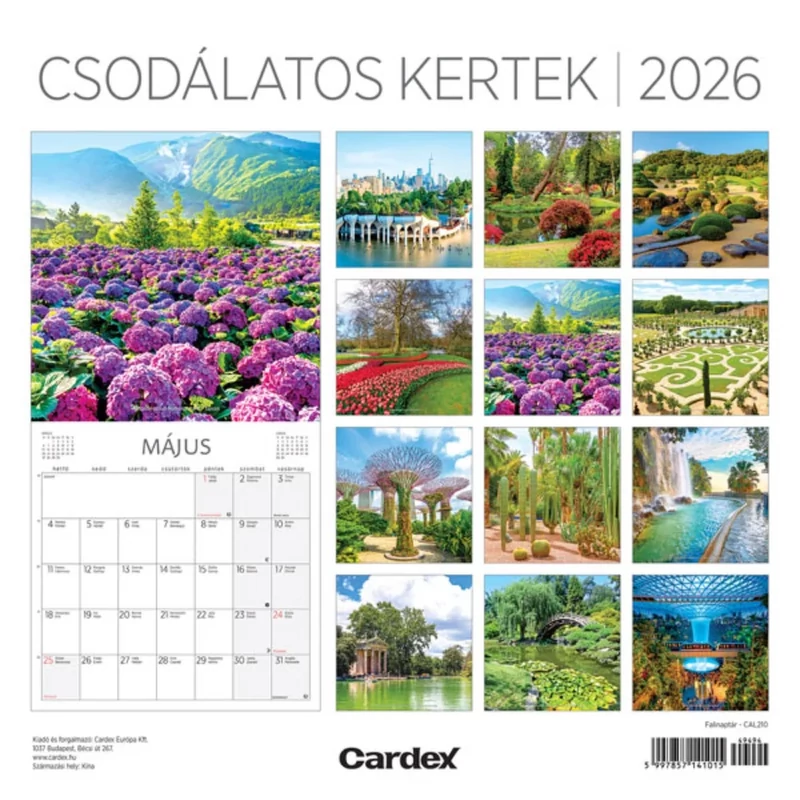 Falinaptár Csodálatos kertek Cardex 2026 - Falinaptár